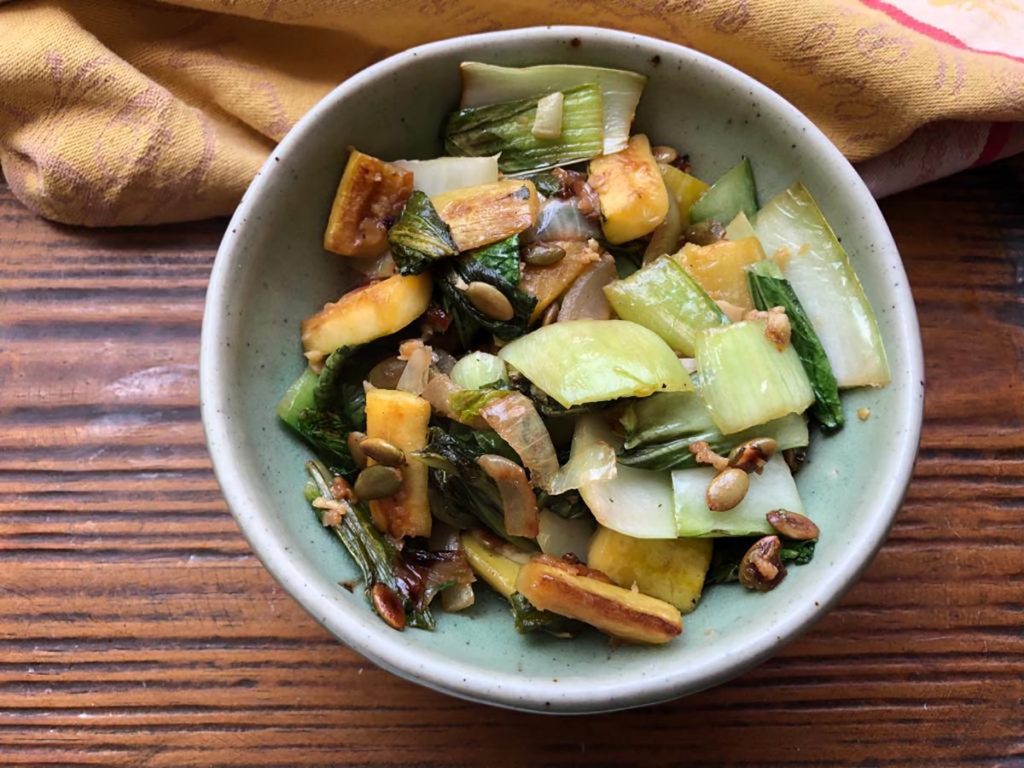 Sauté de bok choy à la courgette – Courgette et chocolat